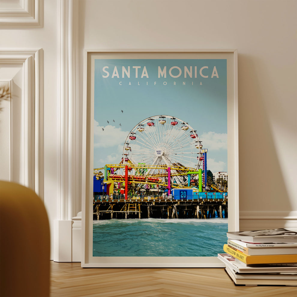 Santa Monica, California Vintage Wall Art Travel Poster | Vintaprints