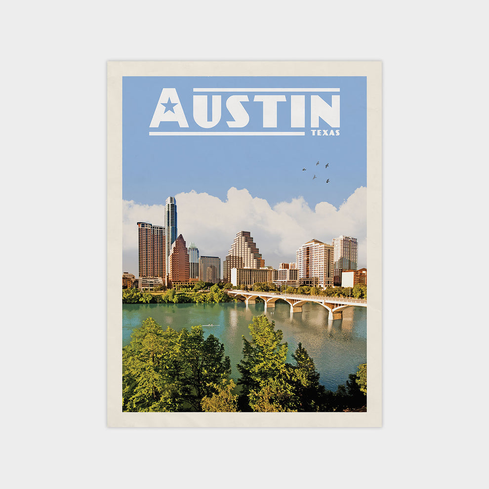 Austin, Texas Vintage Wall Art Travel Poster | Vintaprints