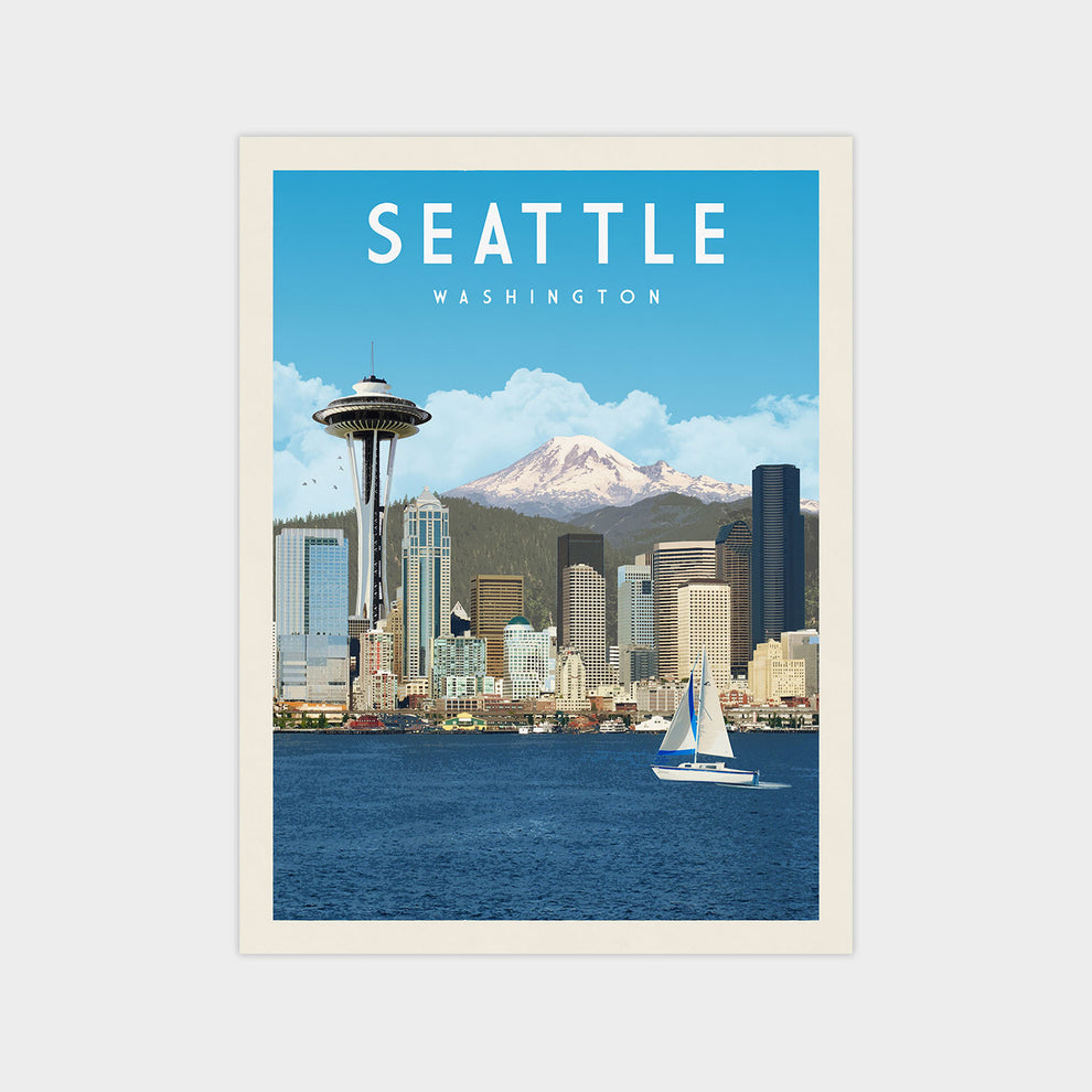 Seattle, Washington Vintage Wall Art Travel Poster | Vintaprints