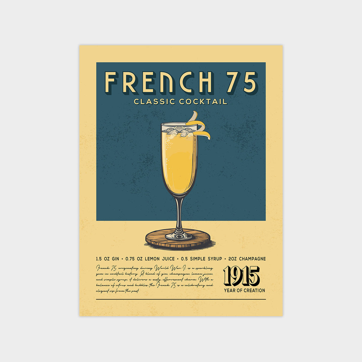 French 75 - Classic Cocktail Poster – Vintaprints