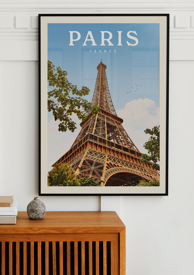 Eiffel Tower Paris, France Vintage Wall Art Travel Poster | Vintaprints