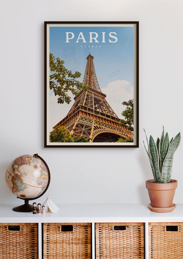 Eiffel Tower Paris, France Vintage Wall Art Travel Poster | Vintaprints